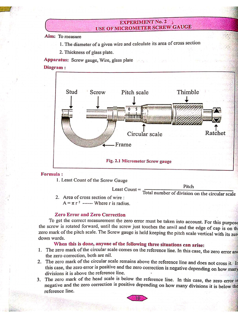 Phy 2. Use of Micrometre Screw Gauge | PDF