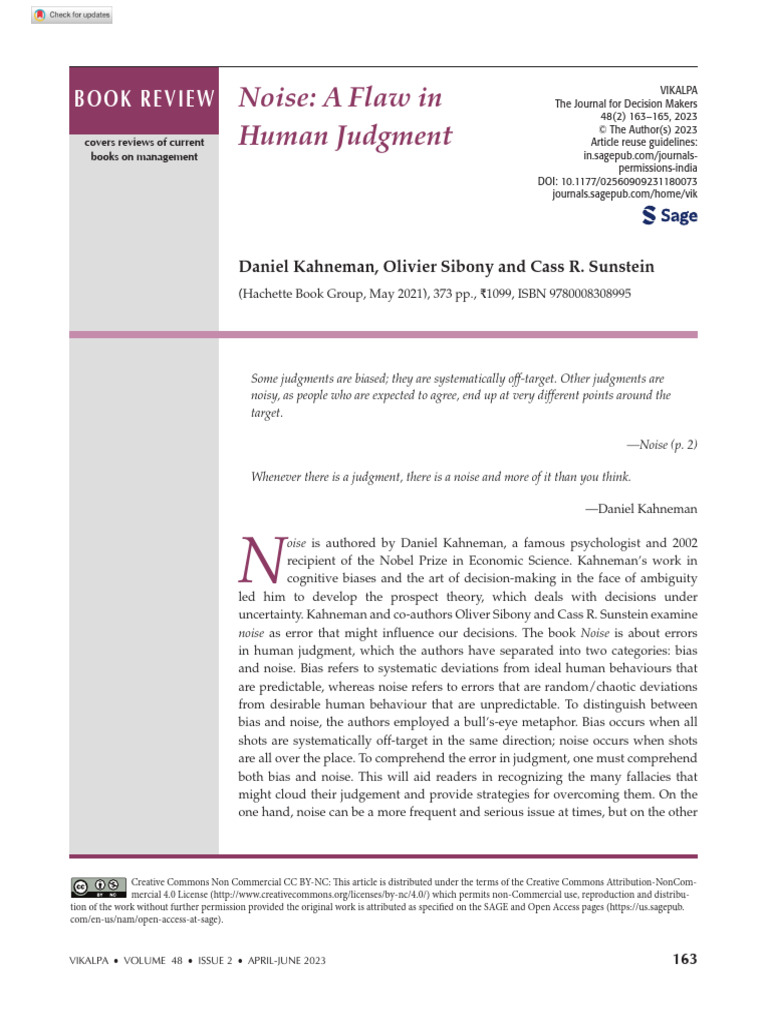 Understanding Noise in Human Judgment | PDF | Judgment (Law) | Bias
