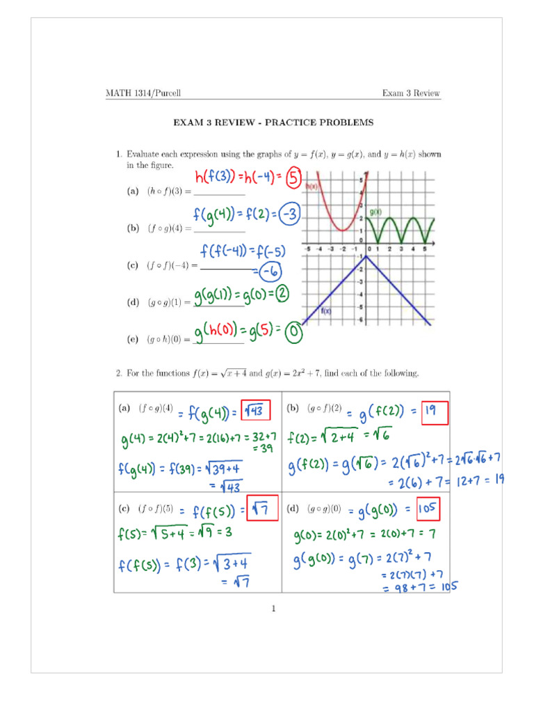 ___Exam 3 Review - WORKED-OUT SOLUTIONS to Practice Problems | PDF