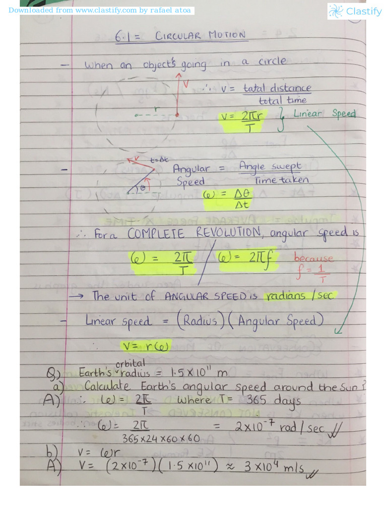 (CIRCULAR MOTION AND GRAVITATION) IB Physics SL and HL Ch. 6 | PDF