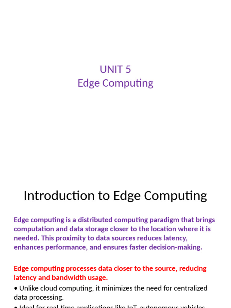 UNIT 5 Edge - Computing | PDF | Computing | Computer Engineering