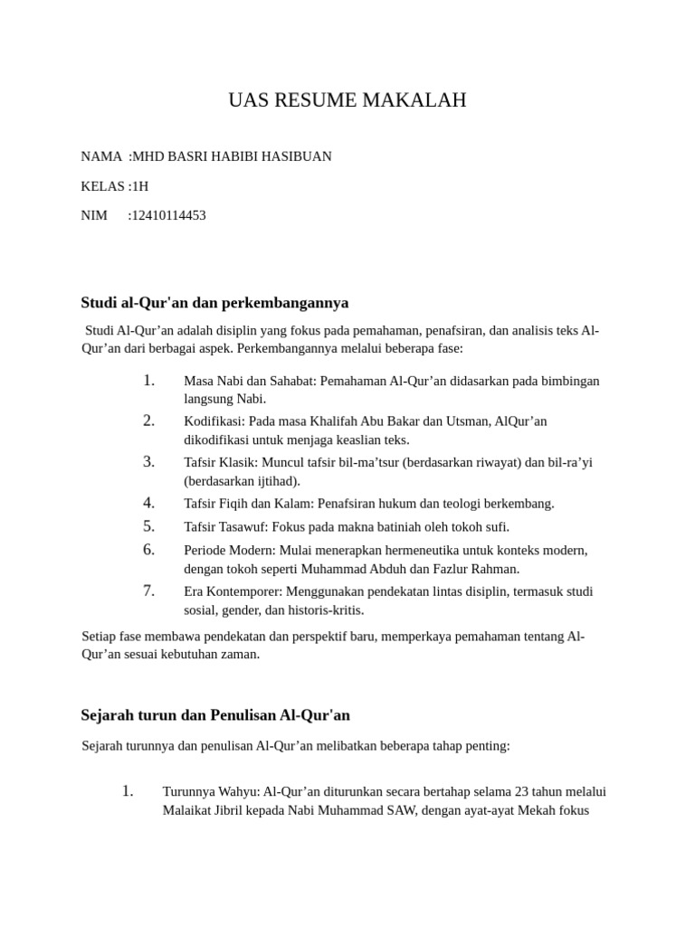 Uas Resume Makalah MHD Basri Habibi Hasibuan | PDF