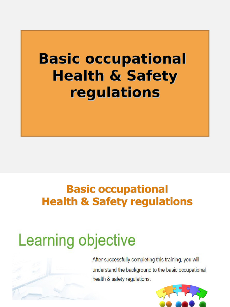 Basic Occupational Health & Safety Regulations | PDF