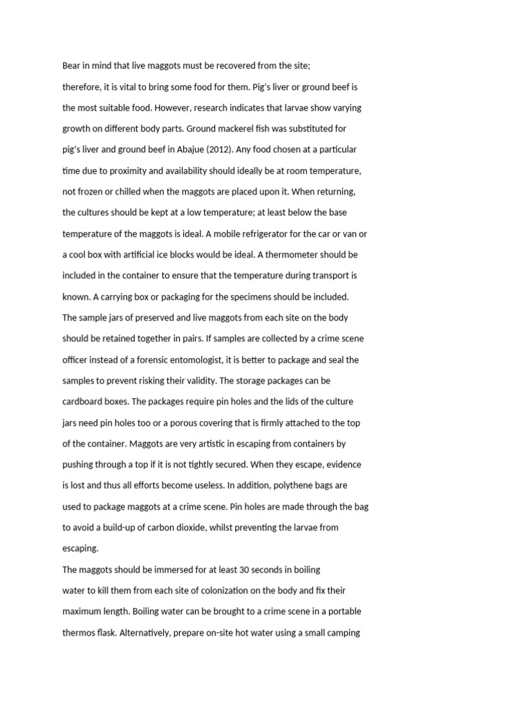 Best Practices for Collecting Maggot Samples | PDF | Crime Scene ...