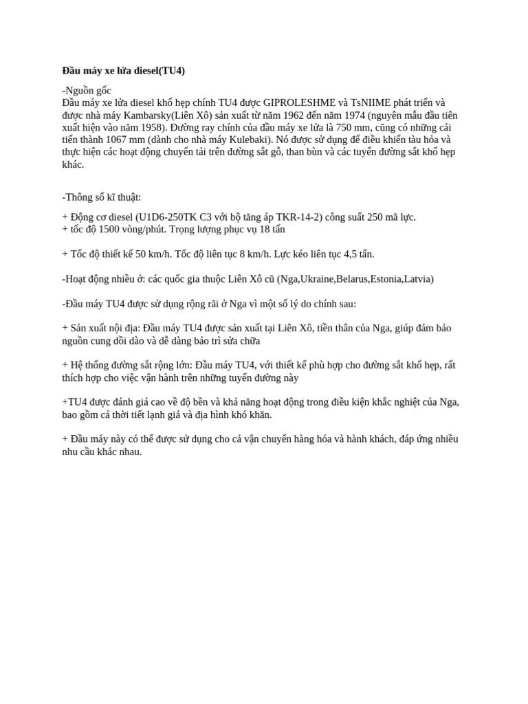 Đầu máy tu4 | PDF