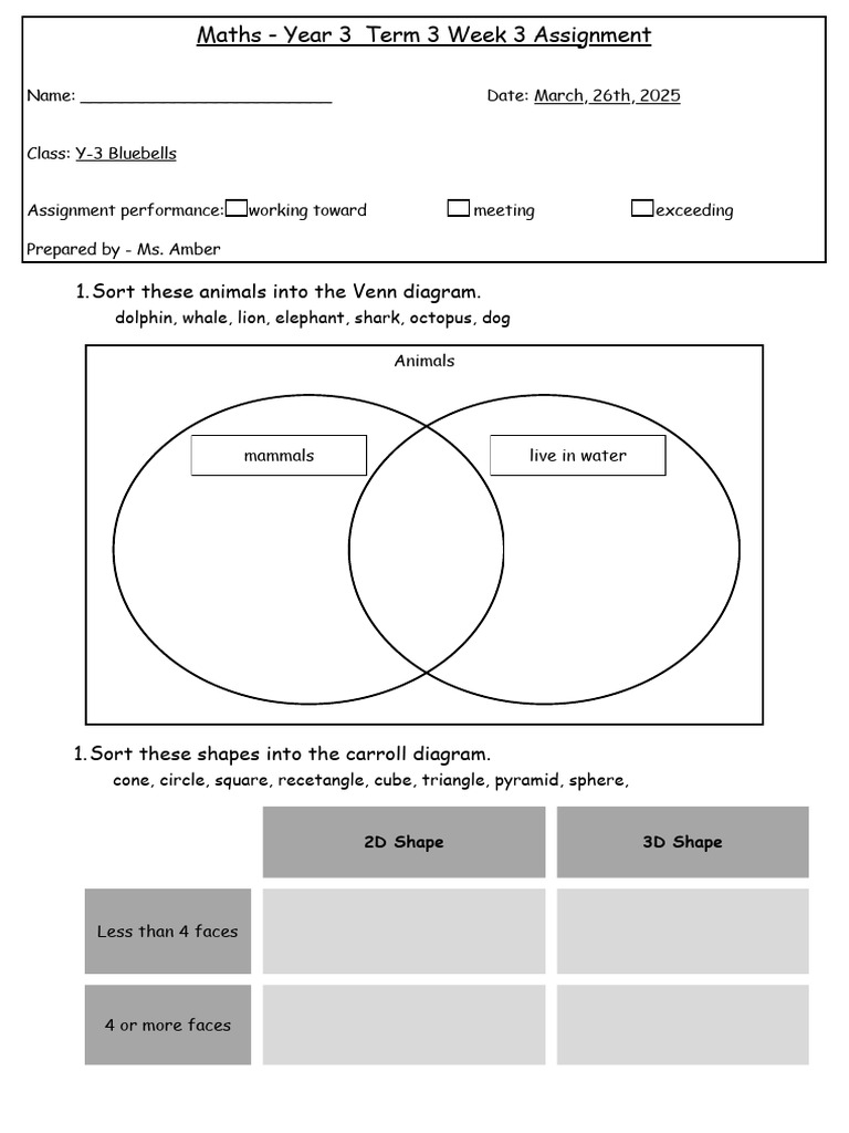 Sort These Animals Into The Venn Diagram. 1.: Dolphin, Whale, Lion ...