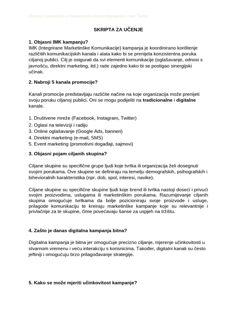 Skripta Za Učenje - Tanta I Tantica | PDF