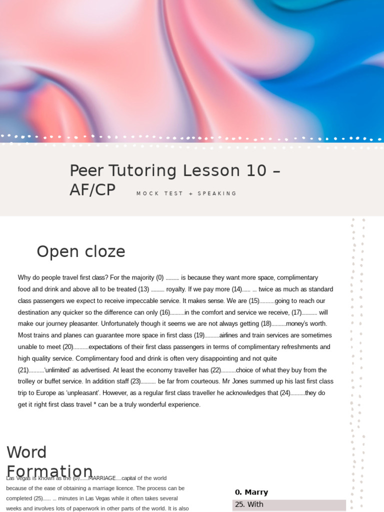 Peer Tutoring Lesson 10 - AF-CP | PDF | Smoking