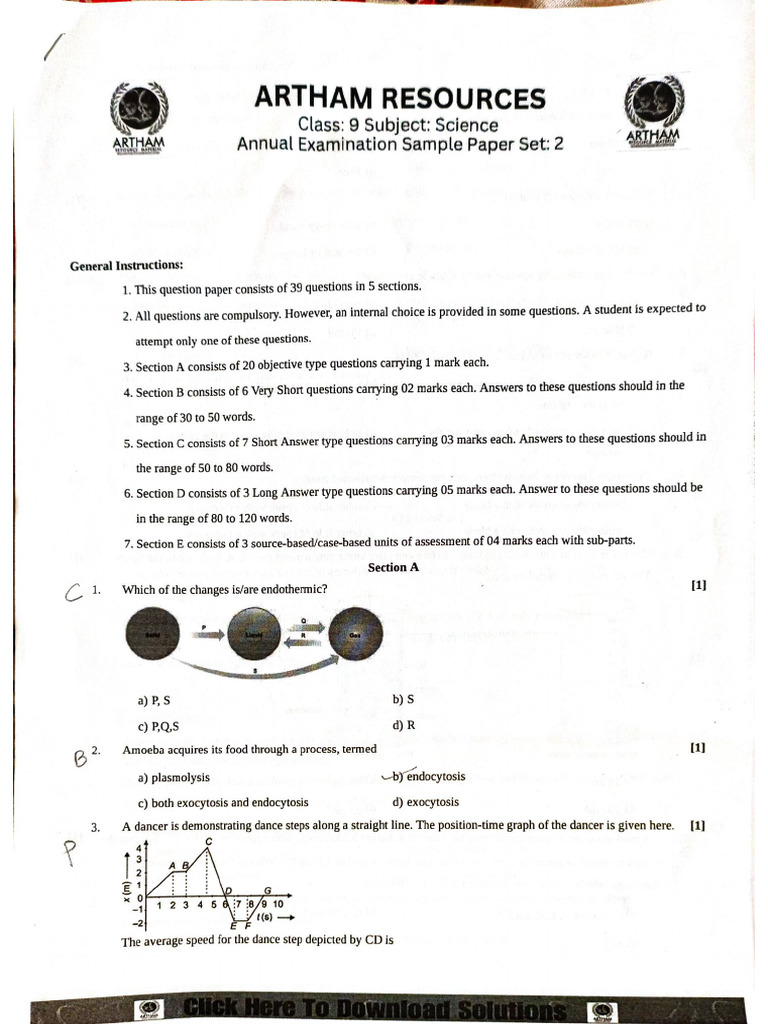 9 th science practice Que Paper | PDF