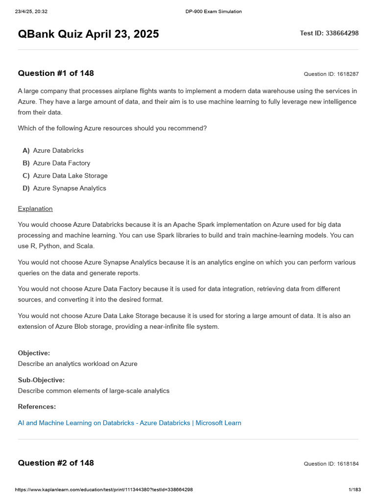 DP-900 Exam Simulation All Questions | PDF | Databases | Database Index