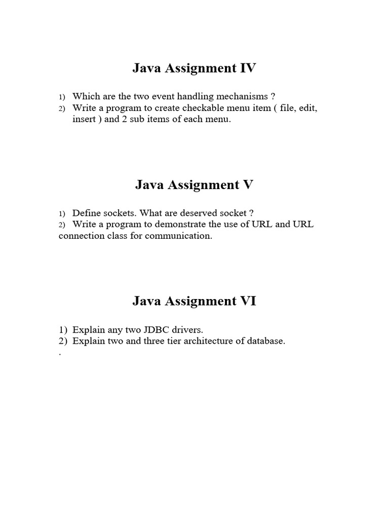 Java Assignment 4, 5 and 6 | PDF