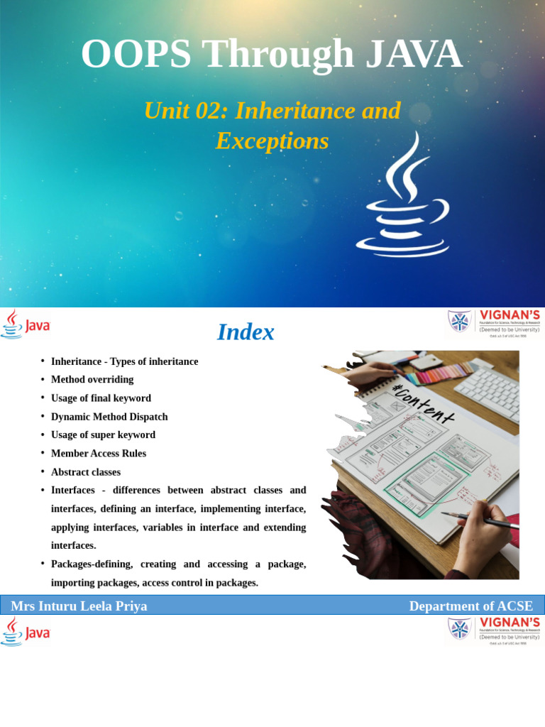 Oops M1 Unit 02 Part 01 Pdf Class Computer Programming Inheritance Object Oriented
