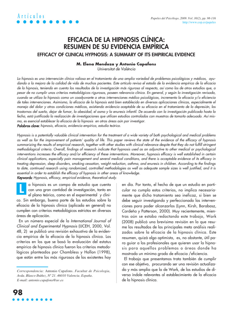 1699 | PDF | Hipnosis | Terapia de conducta cognitiva