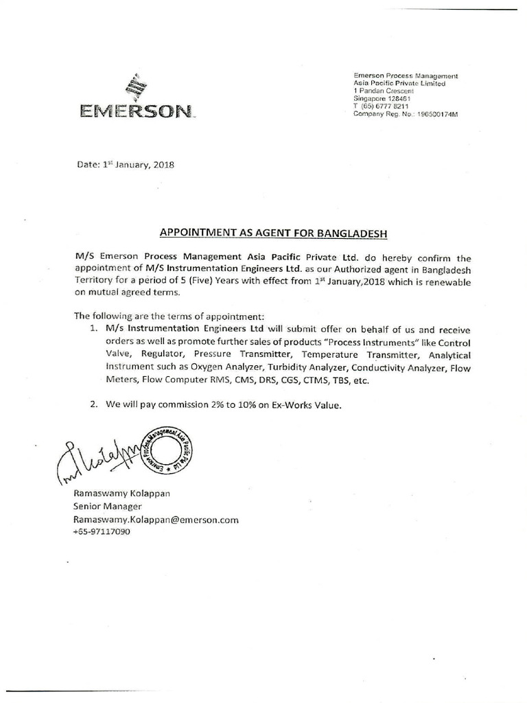 Emerson Authorization Certificate | PDF