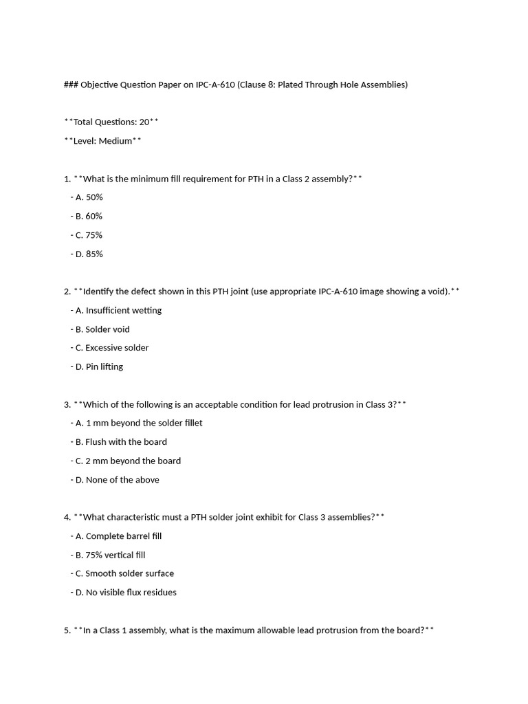Objective Question Paper On IPC Clause 8 | PDF | Soldering | Wetting
