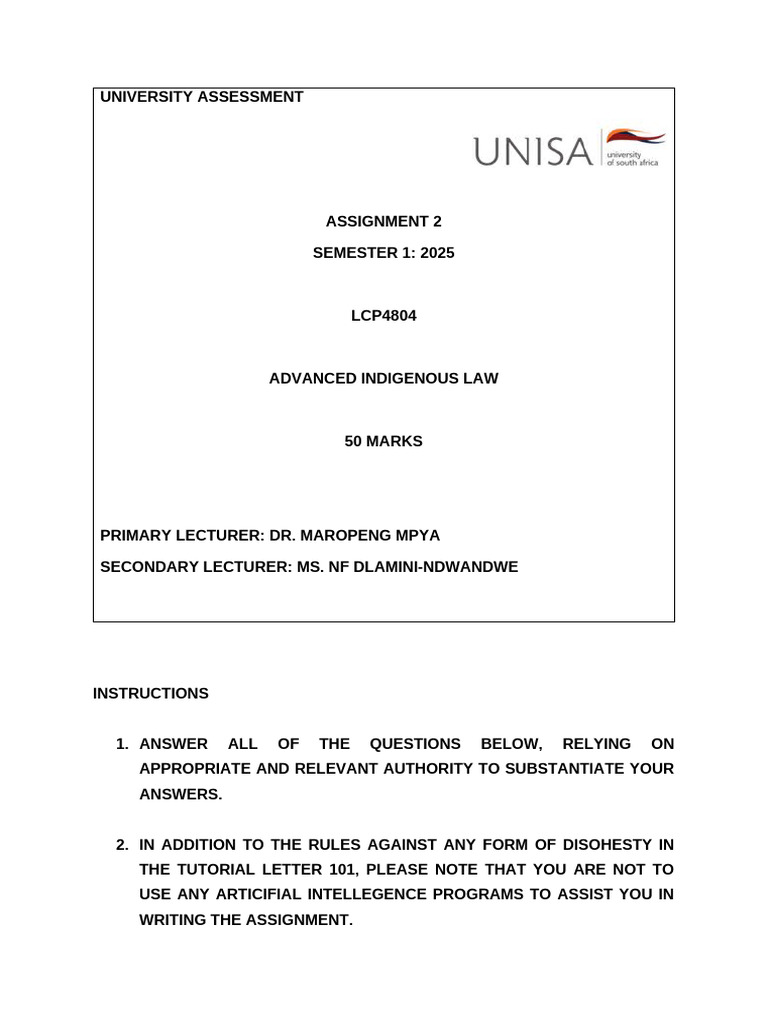 LCP4804 Assignment 2 Overview 2025 | PDF