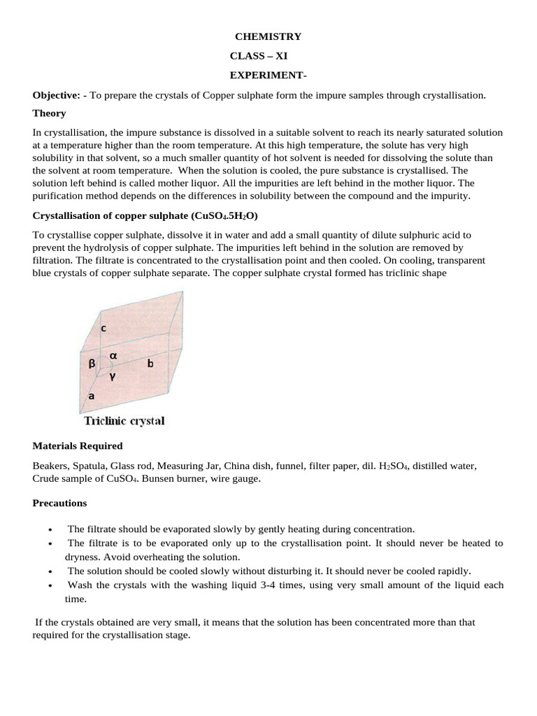 Crystalization Experiment | PDF