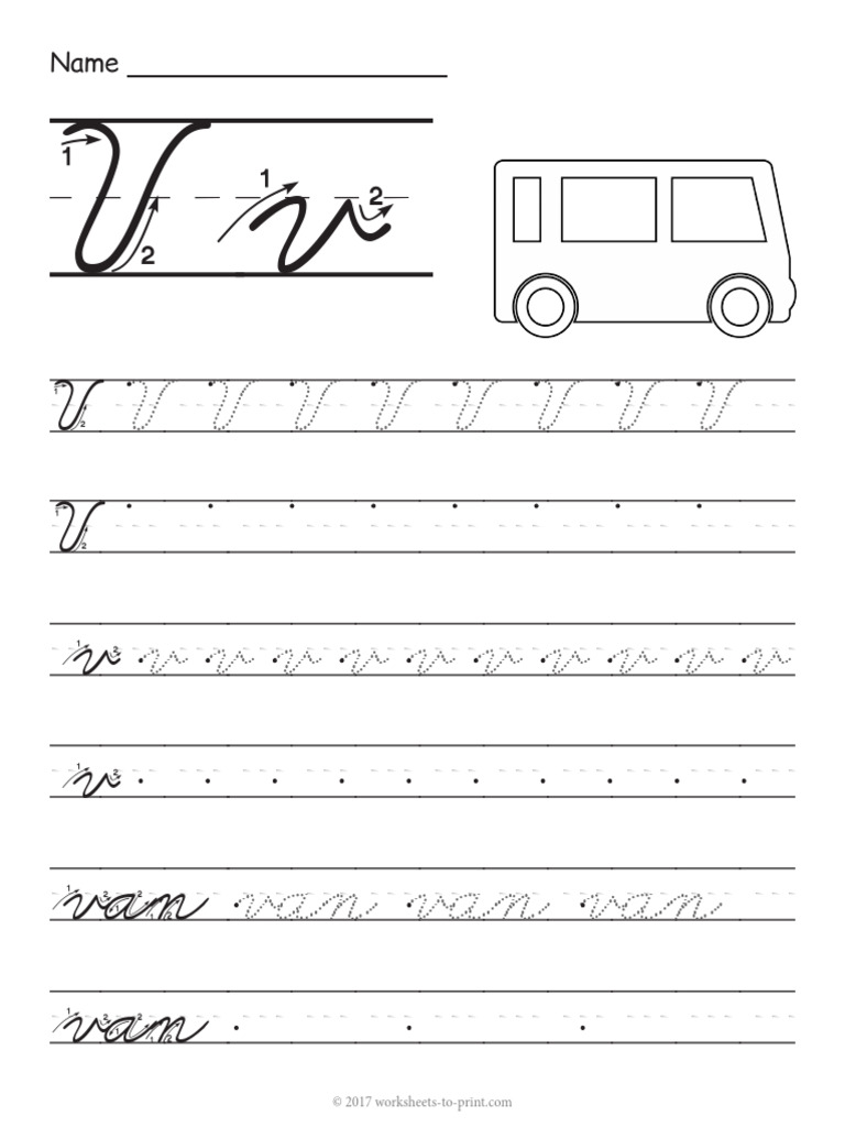 Cursive V Worksheet | PDF