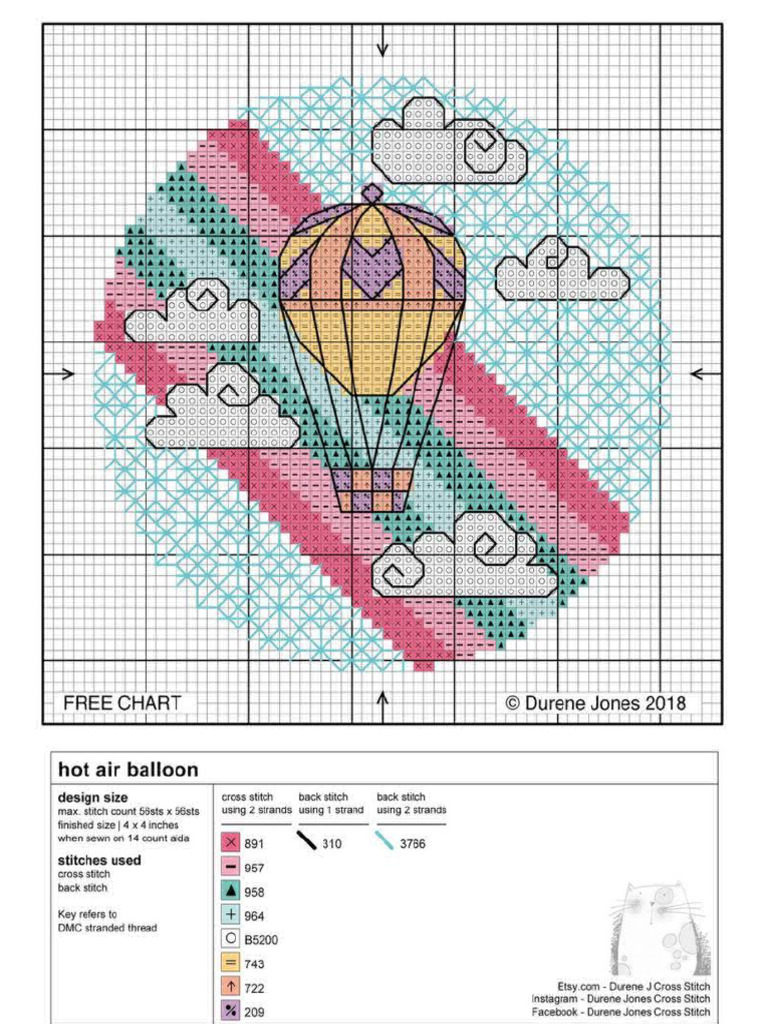 Balloon Cross Stitch Pattern | PDF