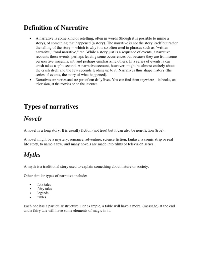 Definition of Narrative | PDF | Plot (Narrative) | Narrative