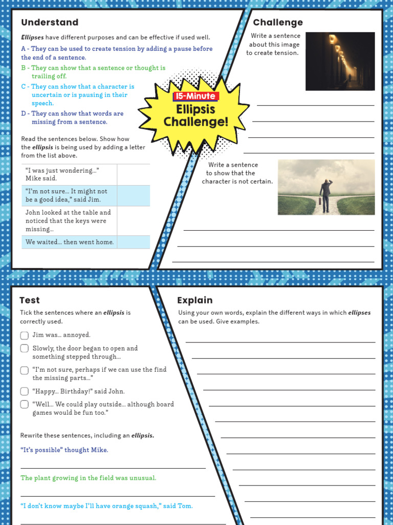 Ellipses - Y6-SPaG-Challenge-Mat 4 | PDF | Ellipsis | Language Mechanics