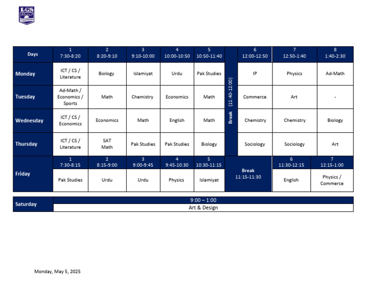Grade IX - Timetable Updated | PDF