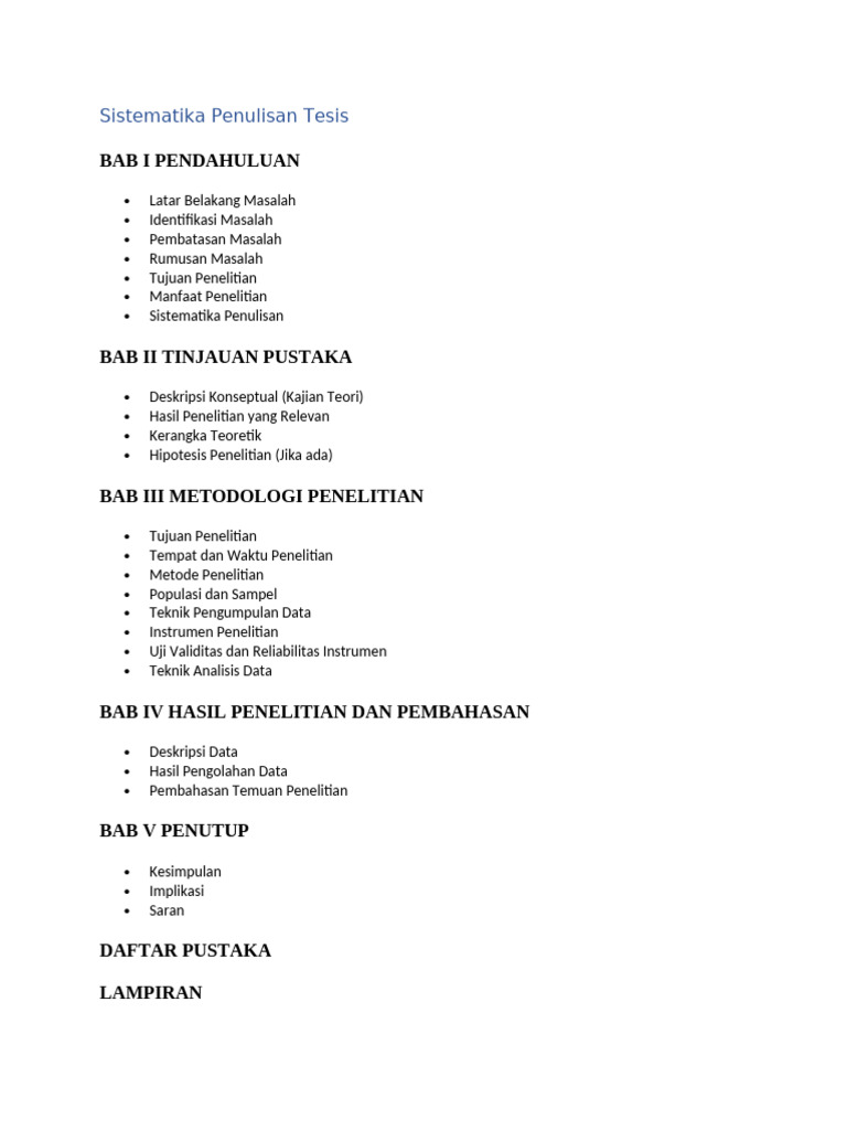 Sistematika Penulisan Tesis HAL.13 | PDF