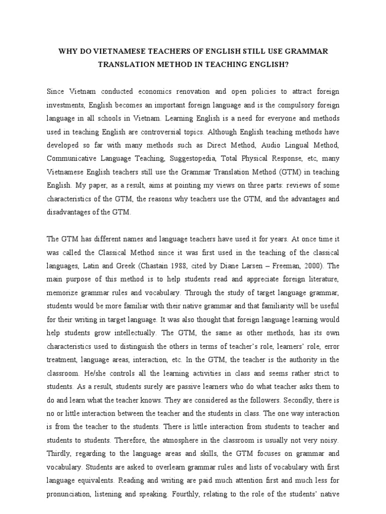 Why Do Vietnamese Teachers Still Use Grammar | PDF | Foreign Language ...