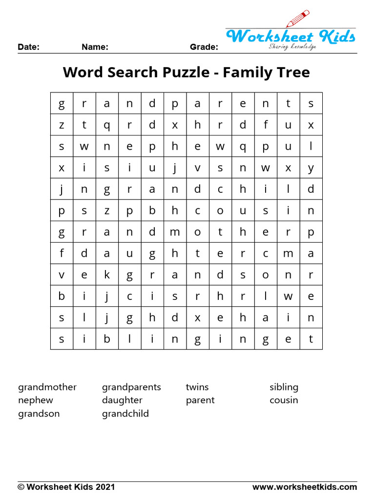 Word-search-puzzle-family-tree-names-and-relationships | PDF