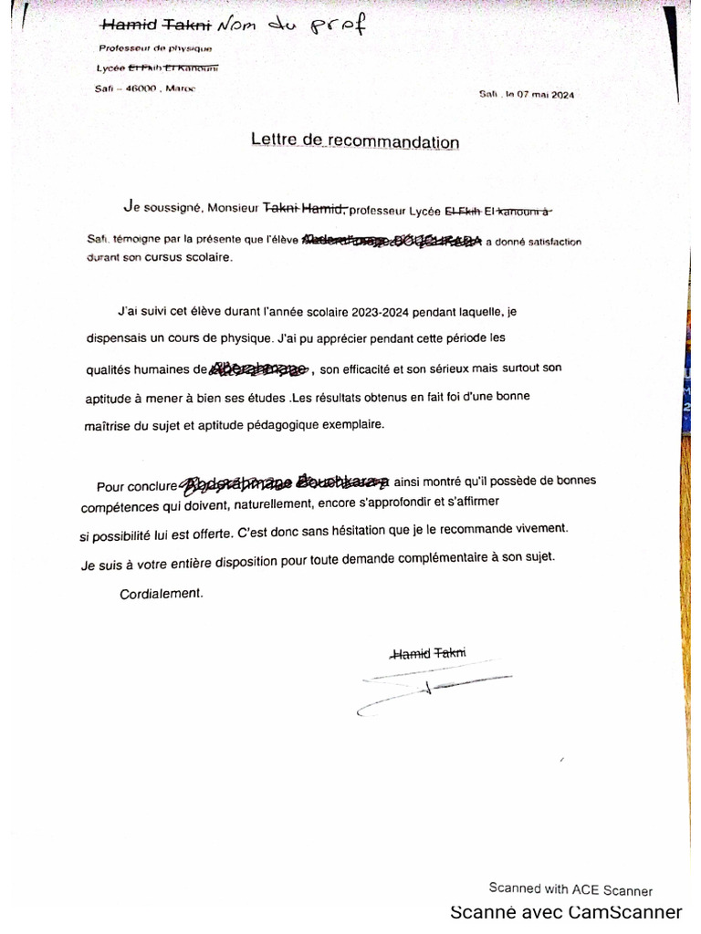 Lettre de Recommandation Physique 2 | PDF