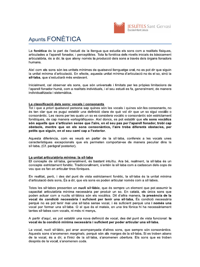 APUNTS FONÈTICA | PDF