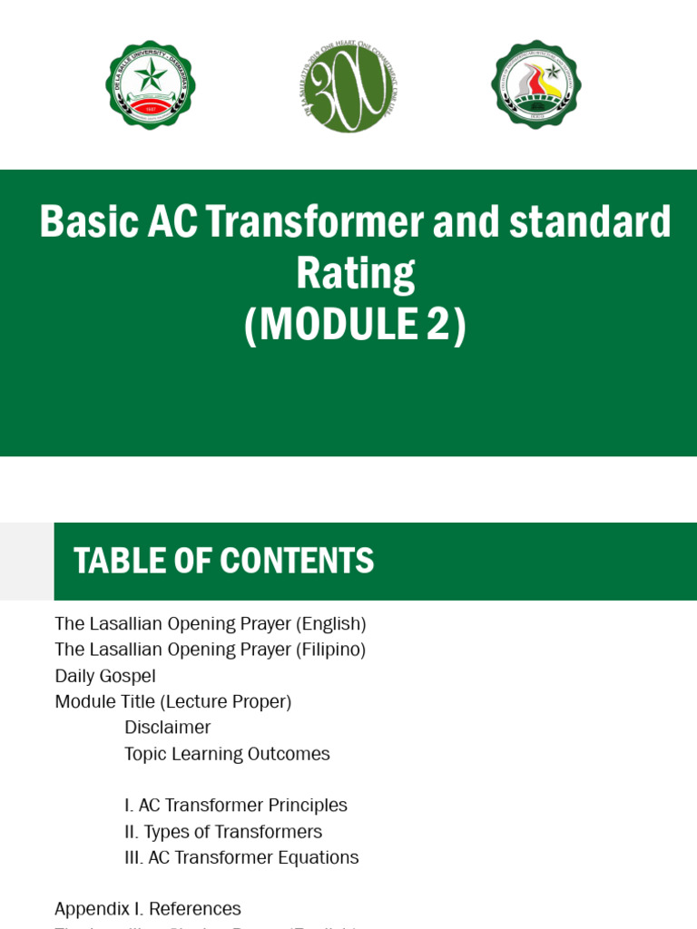 Module 2 Basic AC Transformer and Standard Rating | PDF | Transformer | Electric Power Distribution