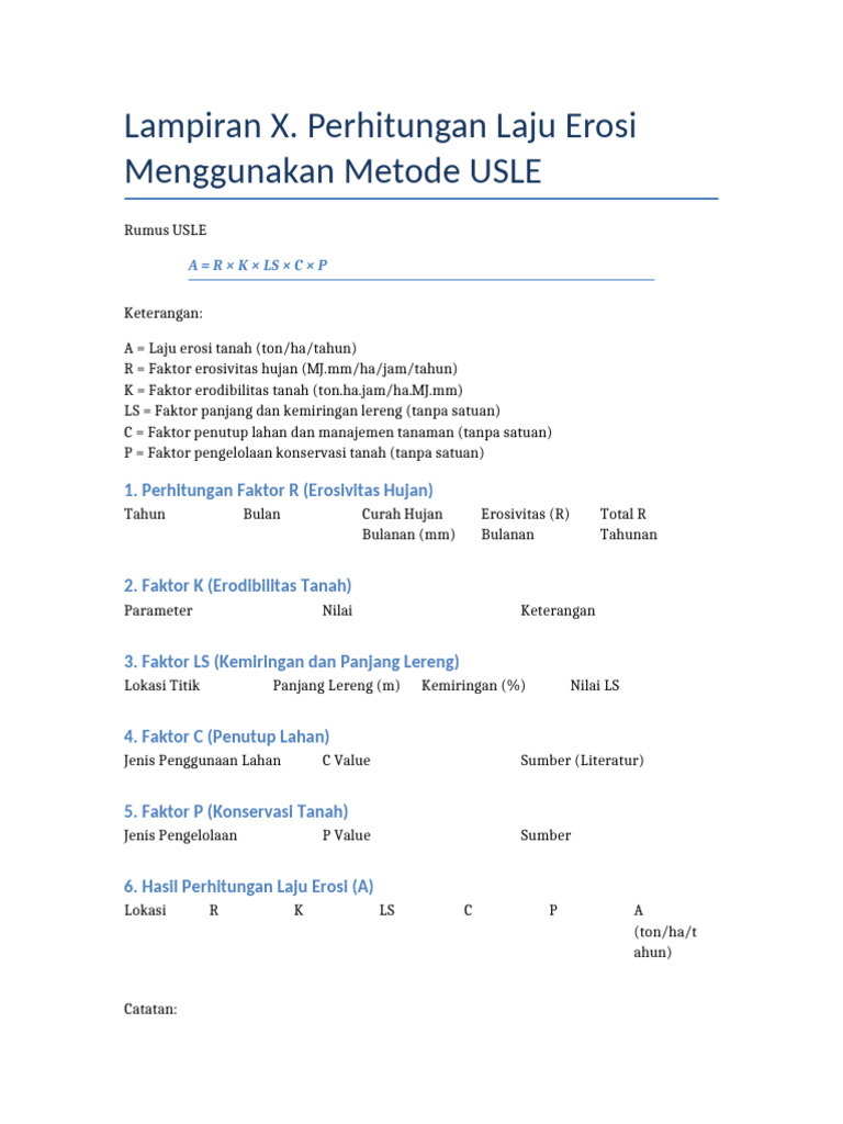 Lampiran Penghitungan USLE | PDF