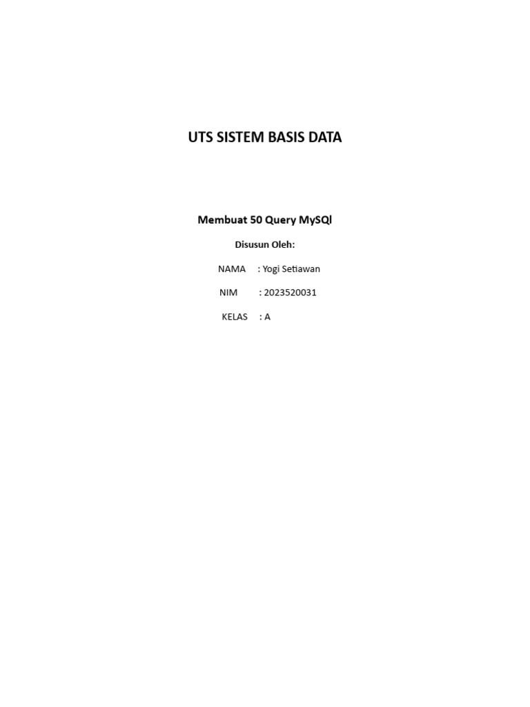 Uts Sistem Basis Data Yogii | PDF