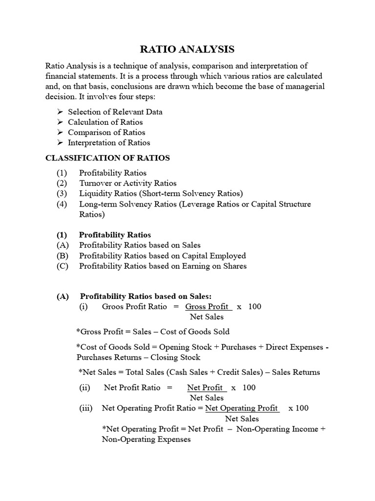 Formulas - Ratio Analysis Updated | PDF | Equity (Finance) | Dividend