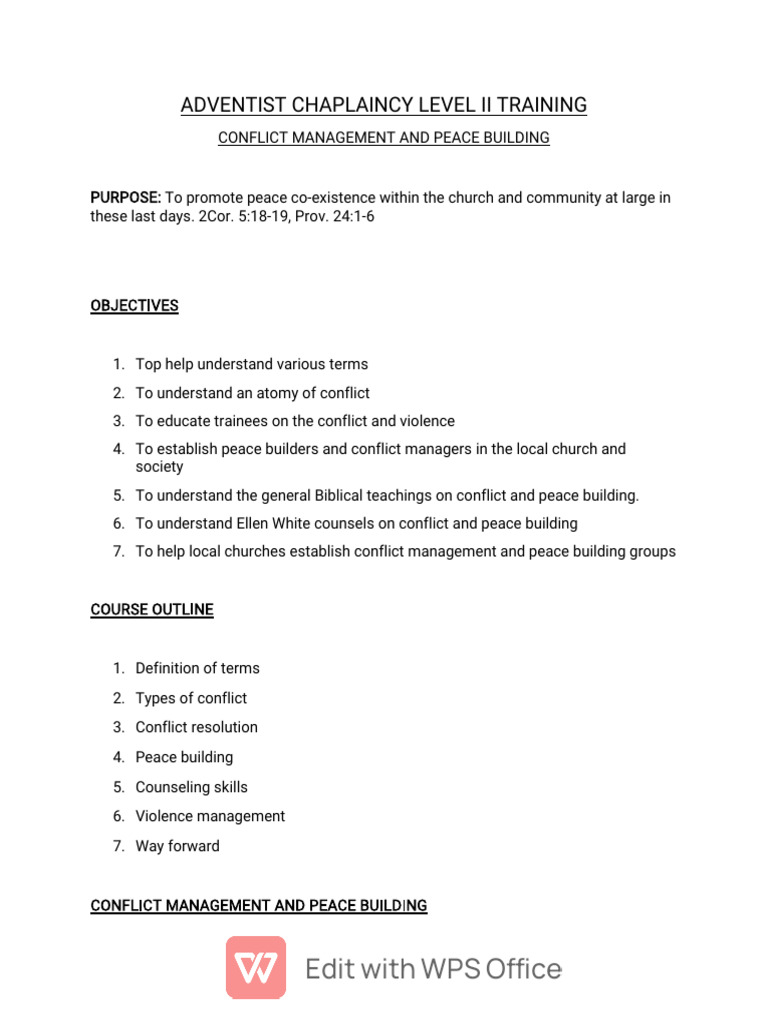 Adventist Chaplaincy Level II Training | PDF | Violence | Self Esteem