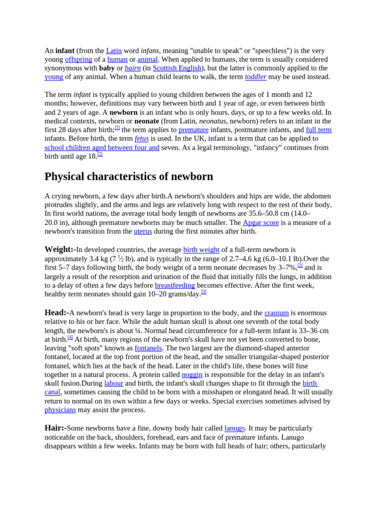 Characteristics of Normal Infants | PDF | Infants | Attachment Theory