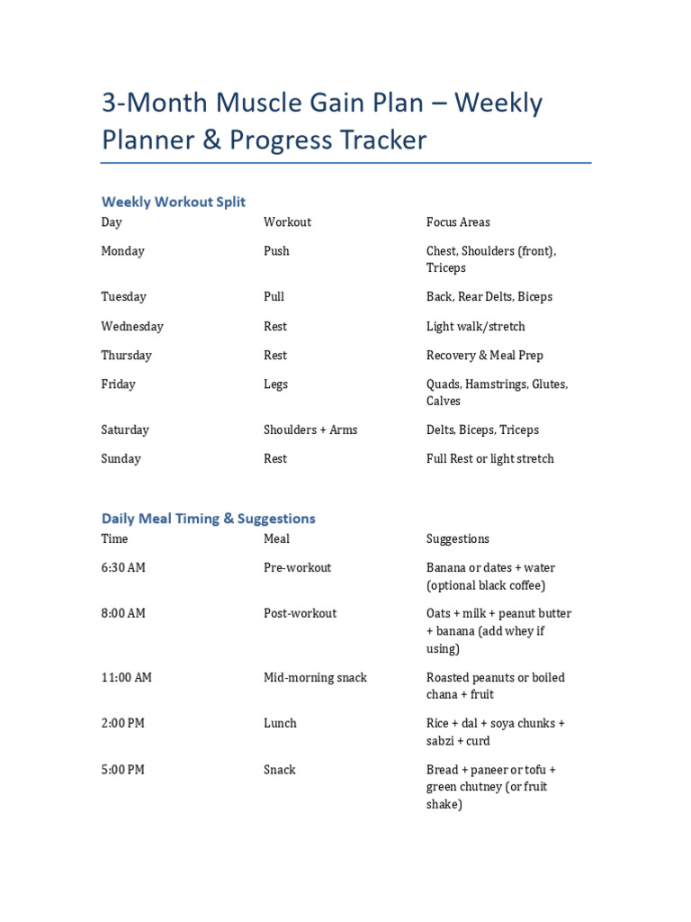 Muscle Gain Plan 3 Months | PDF