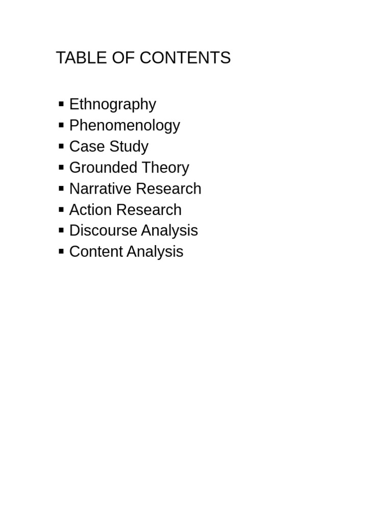 Qualitative Table of Contents | PDF