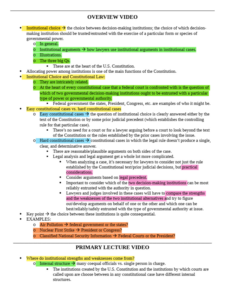 Class 3 Overview Primary Lecture and Takeaway Video Notes | PDF ...
