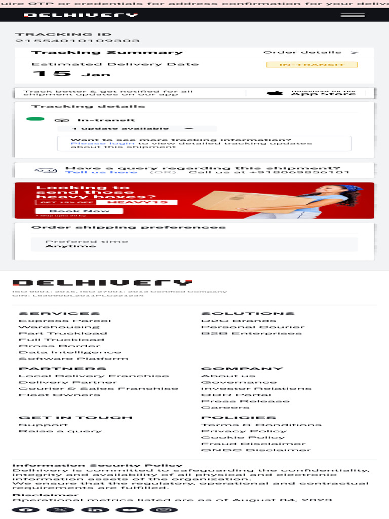 Delhivery Tracking | PDF