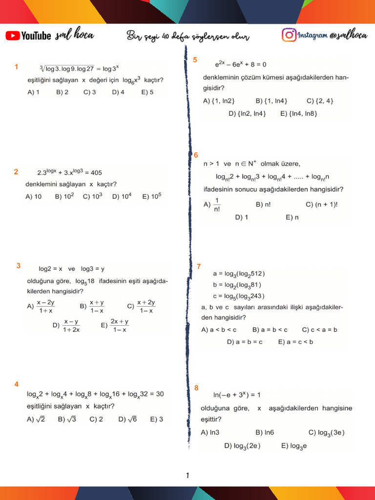 40 Soruda Logaritma | PDF