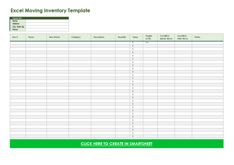 Free Moving Inventory List Template | PDF