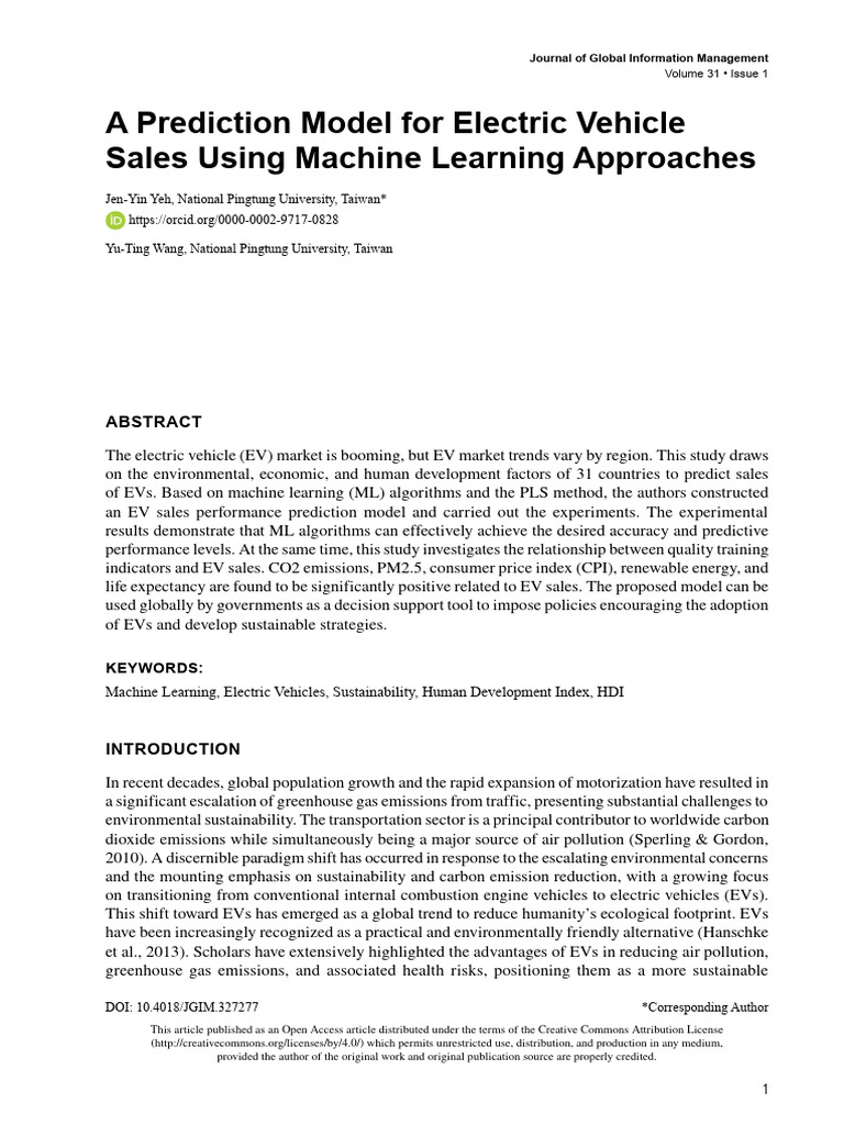 Machine Learning Model for EV Sales Prediction | PDF | Cross Validation ...
