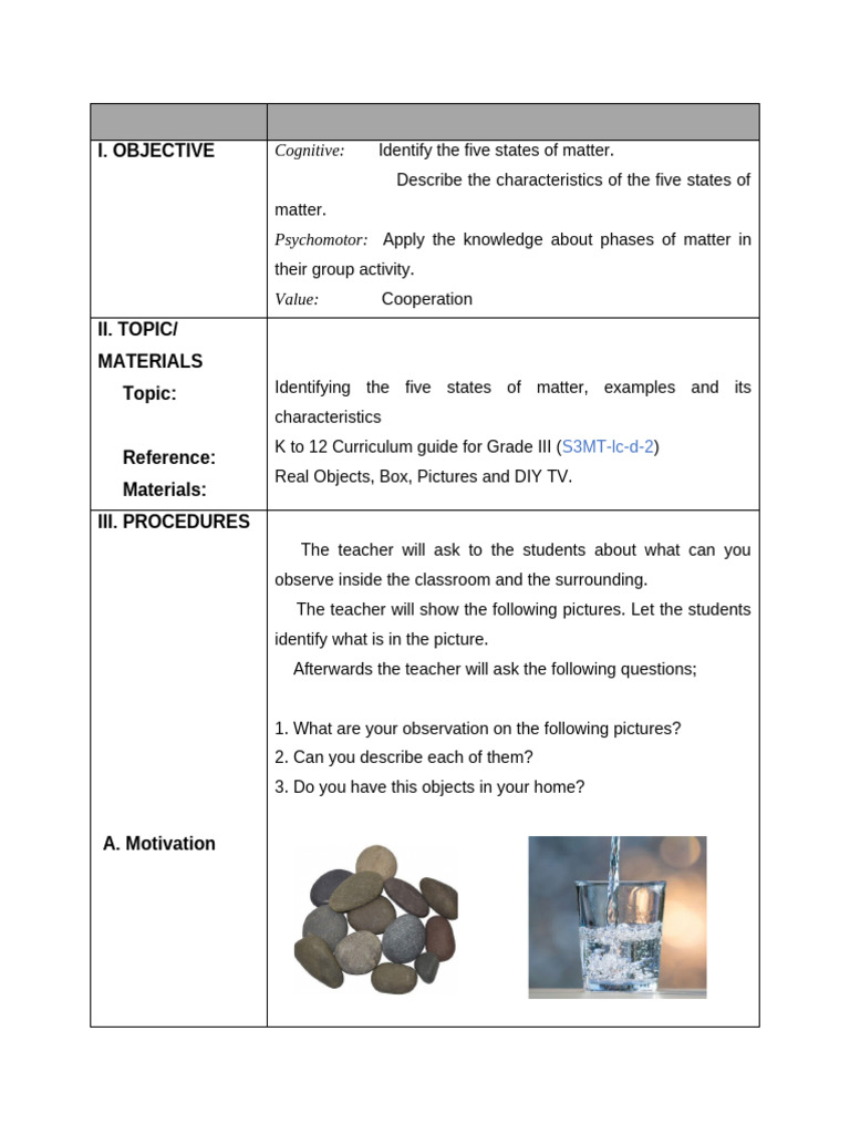 States of Matter Lesson Plan (Solid, Liquid, Gas, Plasma, Boses ...