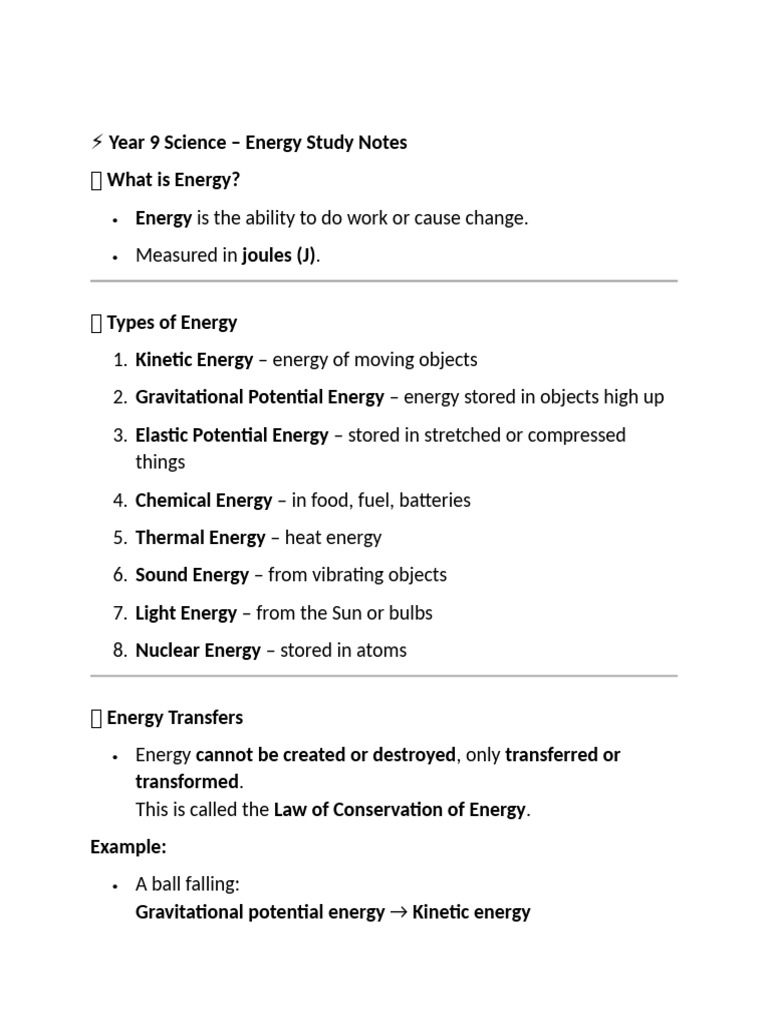 Energy - y9 | PDF