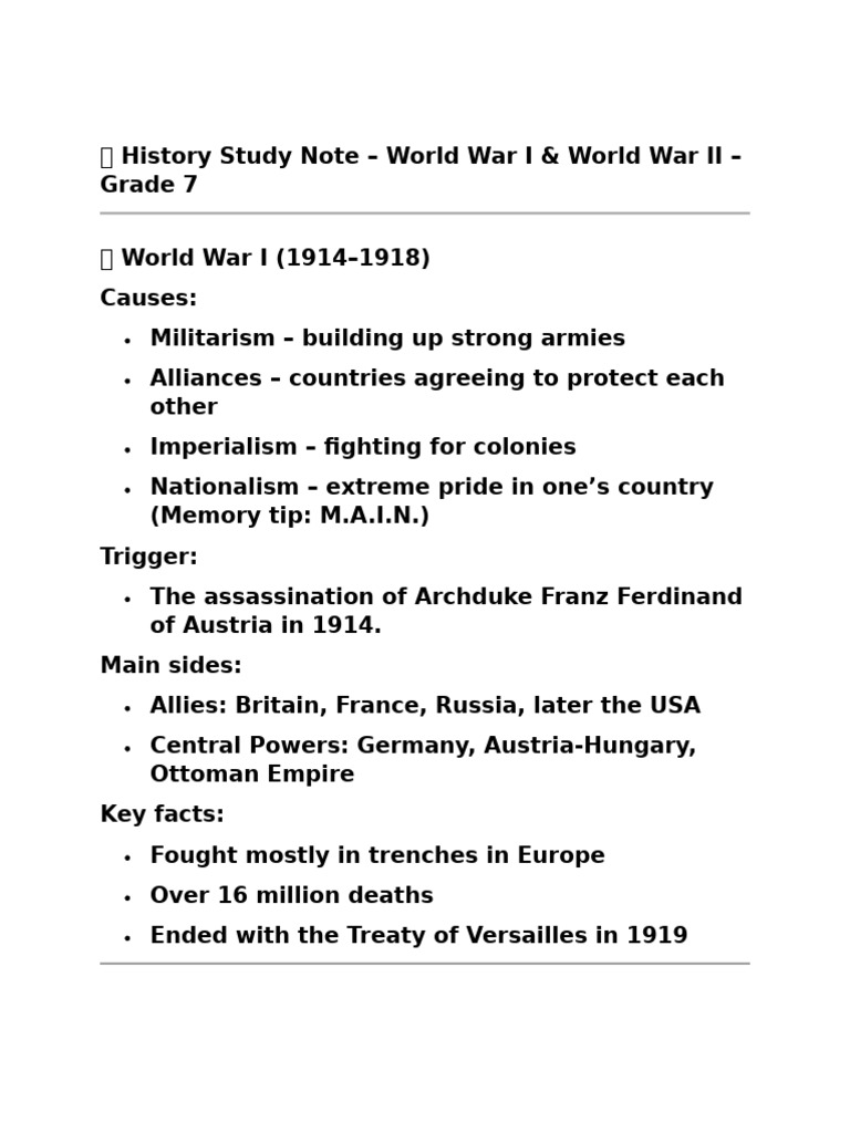 Grade 7 - World 1 & 2 | PDF