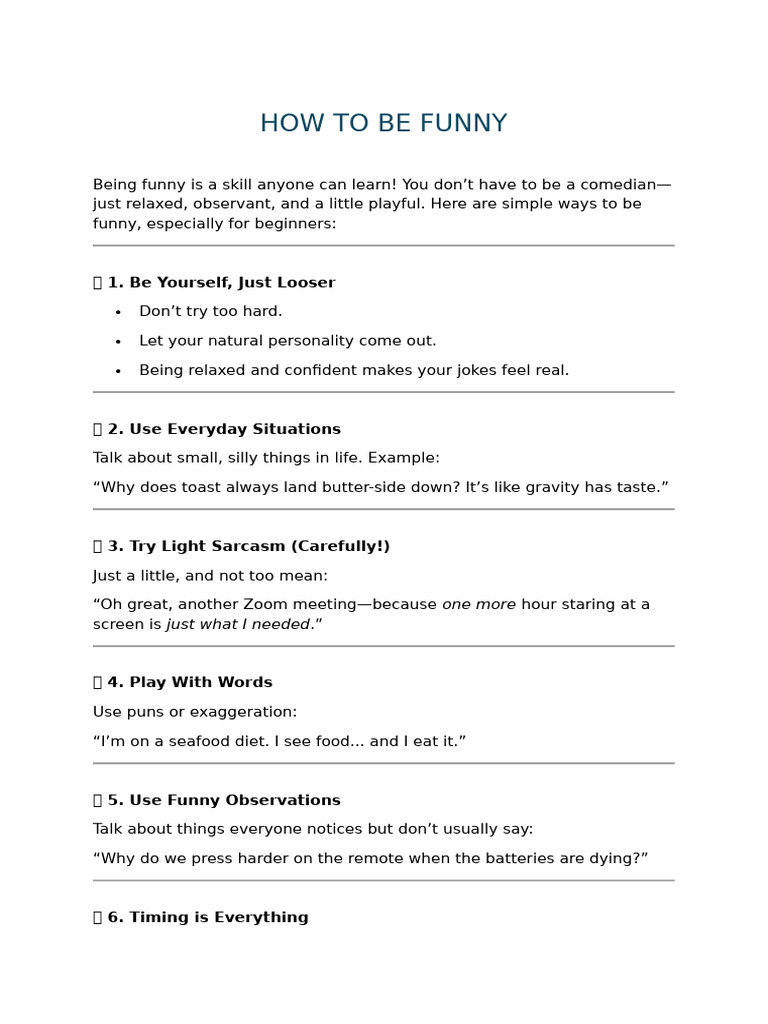 How To Be Funny | PDF