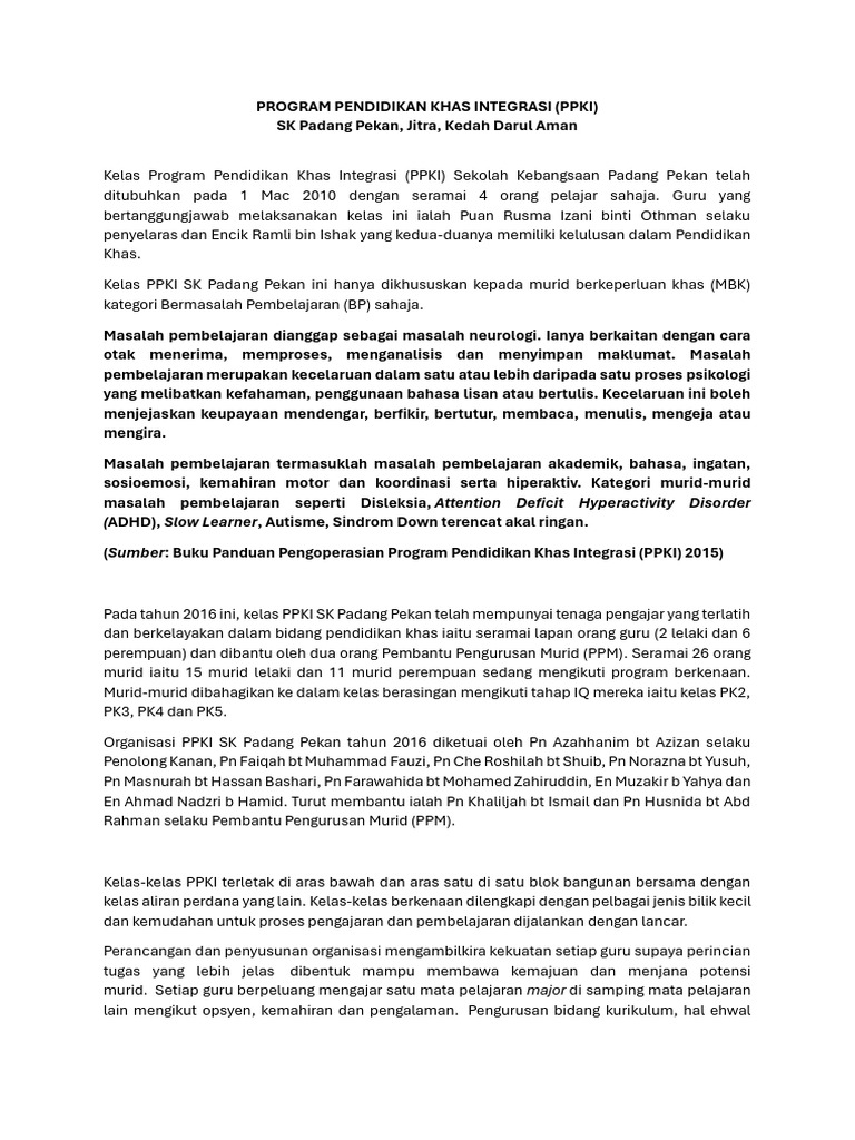 PROGRAM PENDIDIKAN KHAS INTEGRASI | PDF