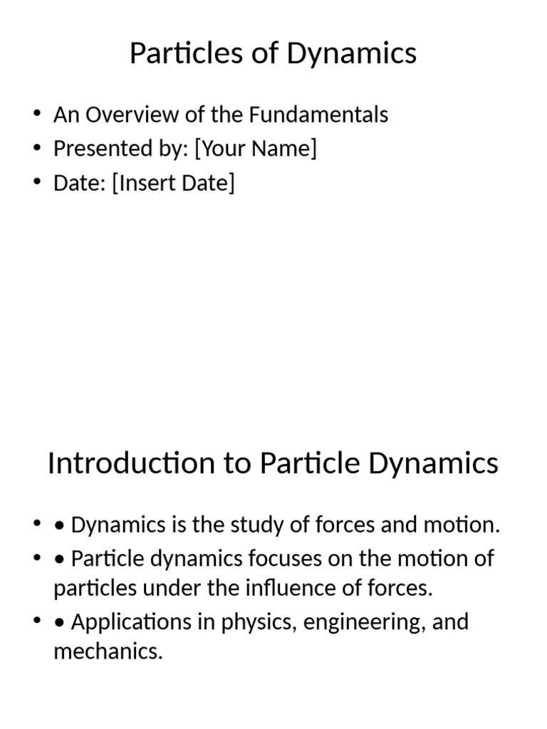Essentials of Particle Dynamics | PDF